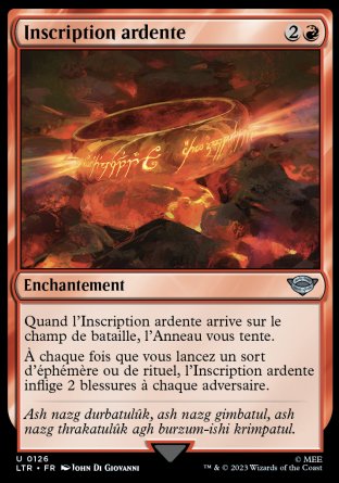 Inscription ardente - magic-ville.com